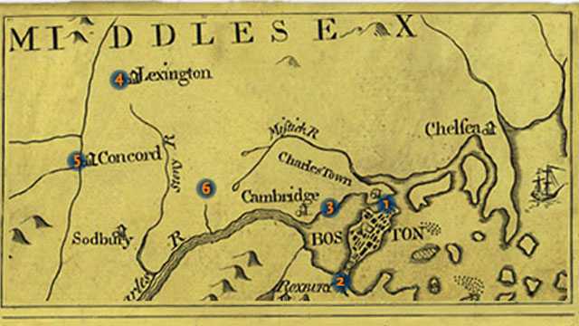 Key Places on April 18-19, 1775 | American Experience | Official Site | PBS