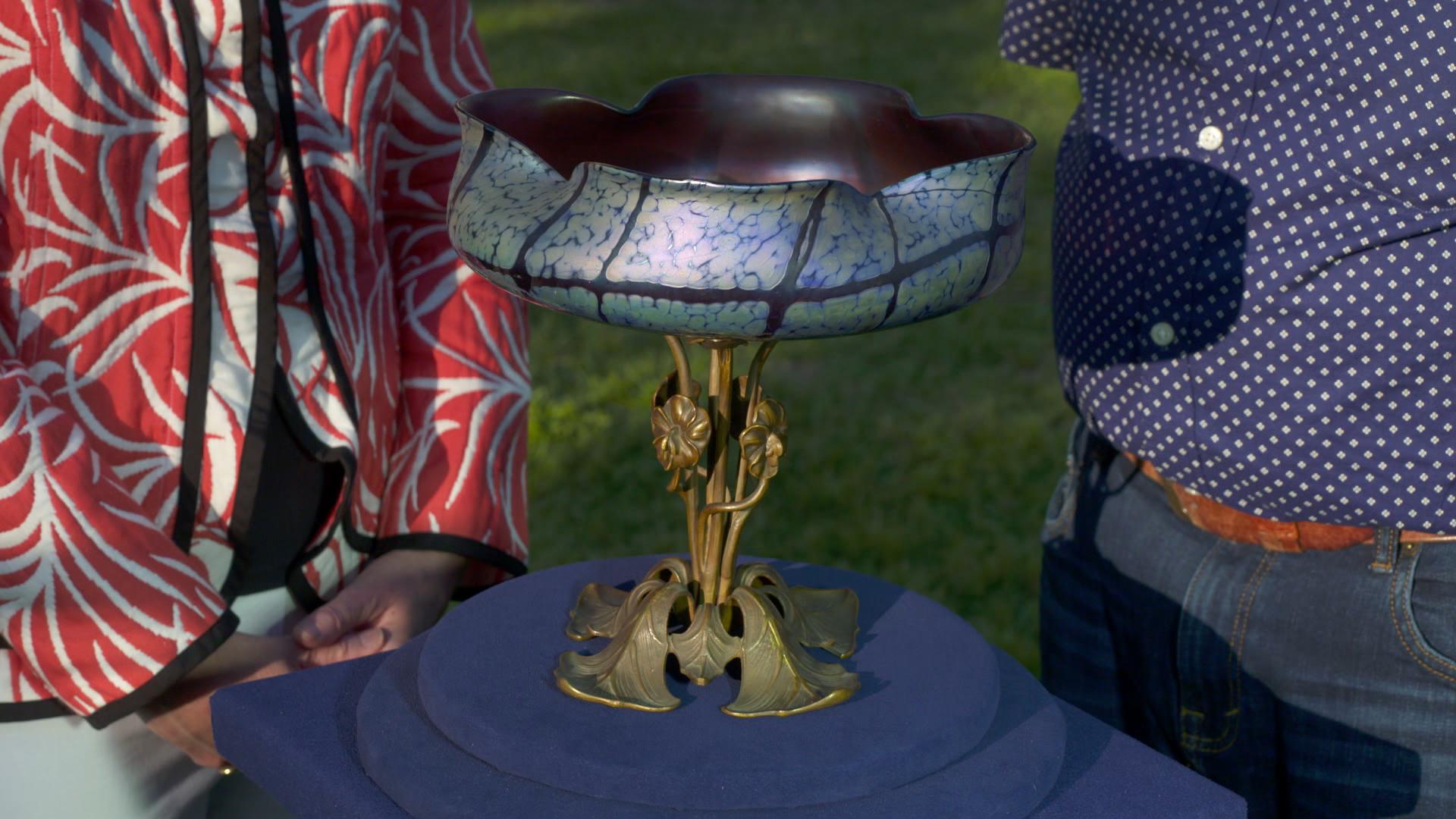 Loetz-style Glass & Bronze Compote, ca. 1900 | Antiques Roadshow | PBS
